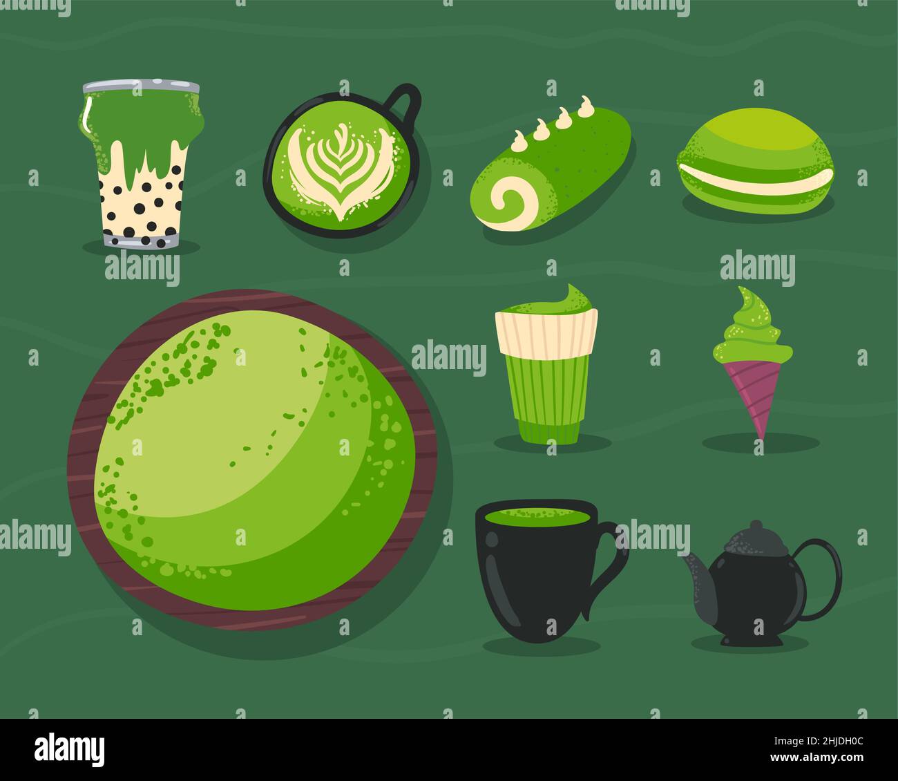 set of nine matcha icons Stock Vector Image & Art - Alamy