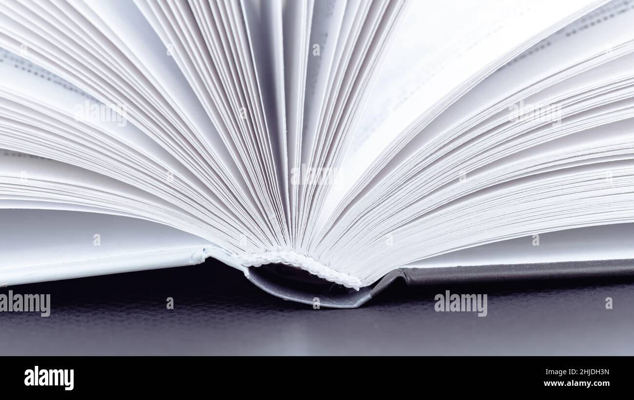 White pages of an open book macro photography. Sustainable education ...