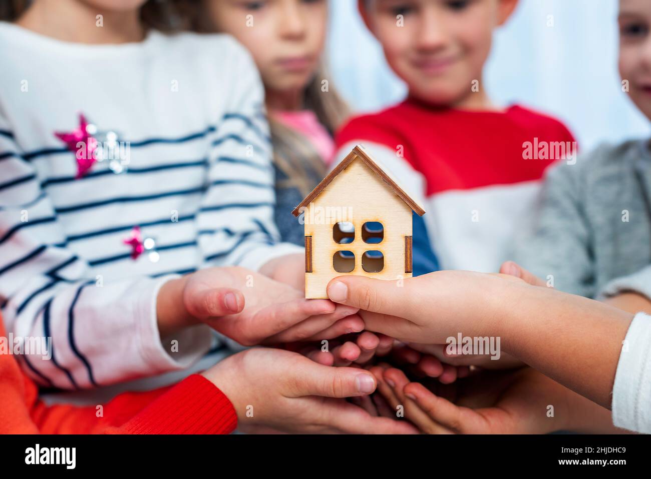 House close up hands Orphanage, children in the orphanage. Children is ...
