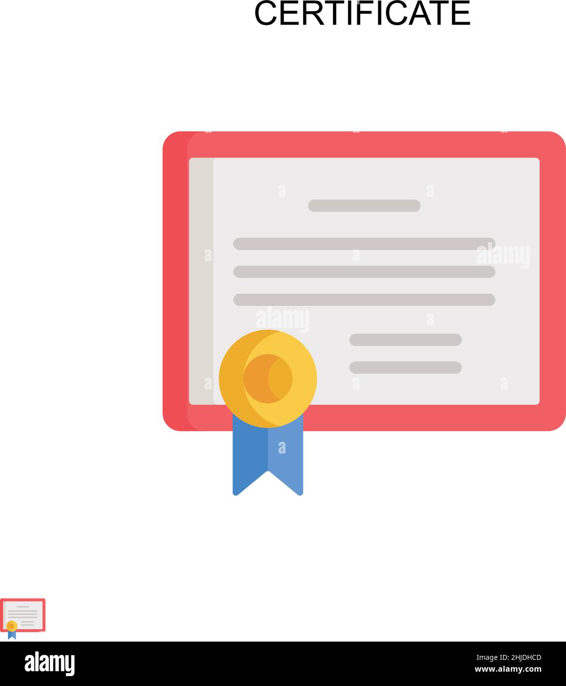 Certificate Simple vector icon. Illustration symbol design template for ...