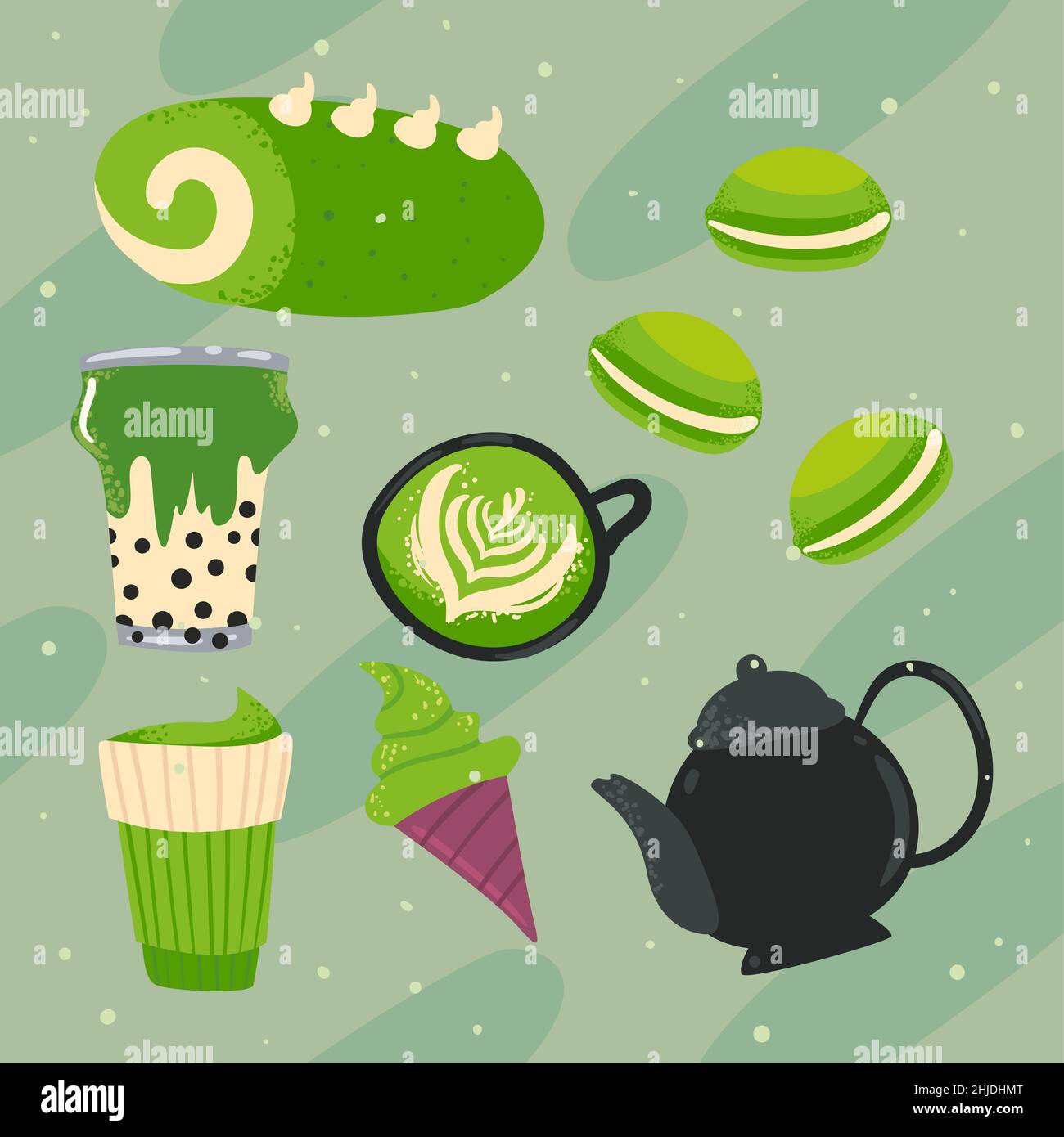 set of seven matcha icons Stock Vector Image & Art - Alamy