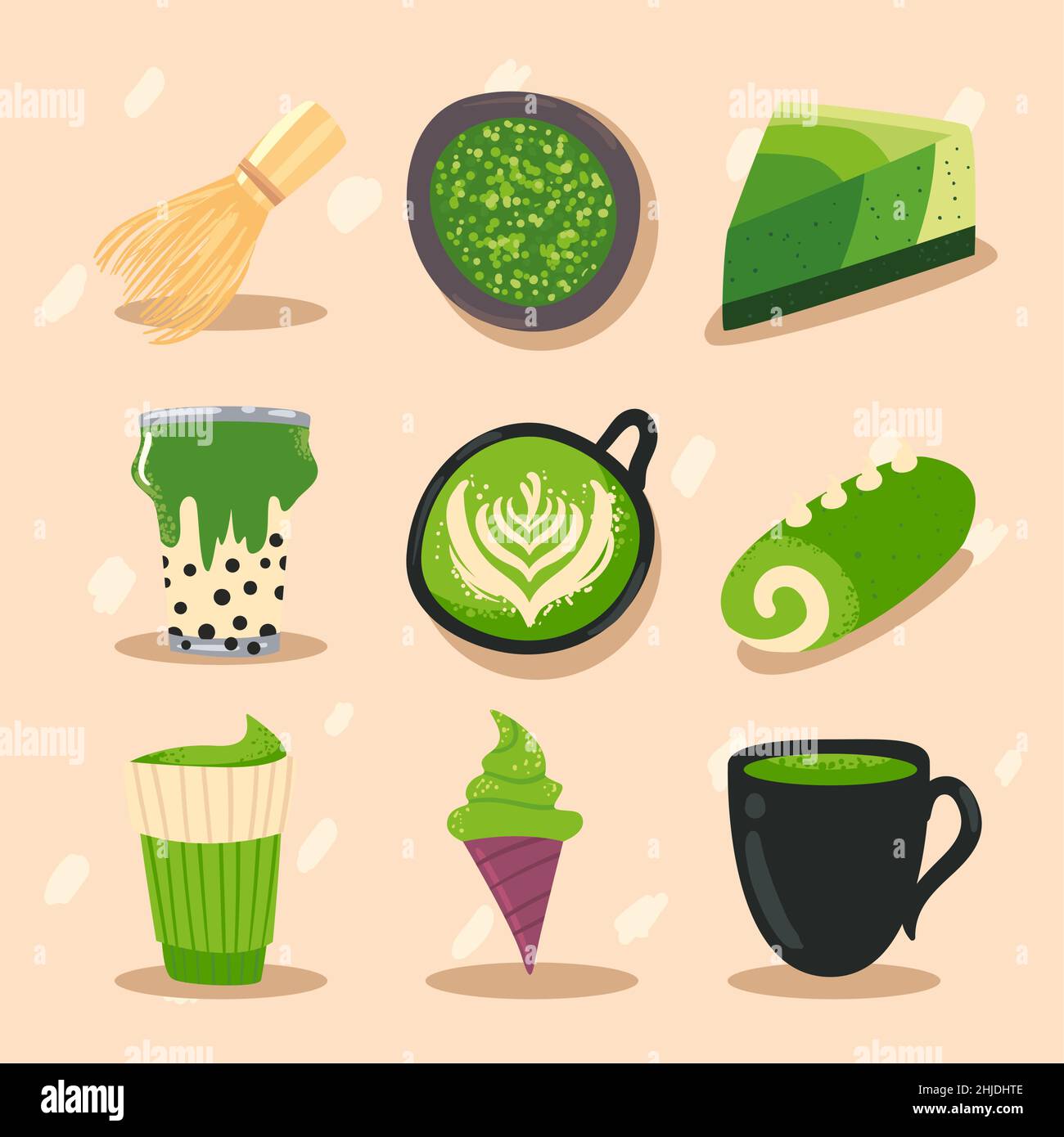 set of nine matcha items Stock Vector Image & Art - Alamy