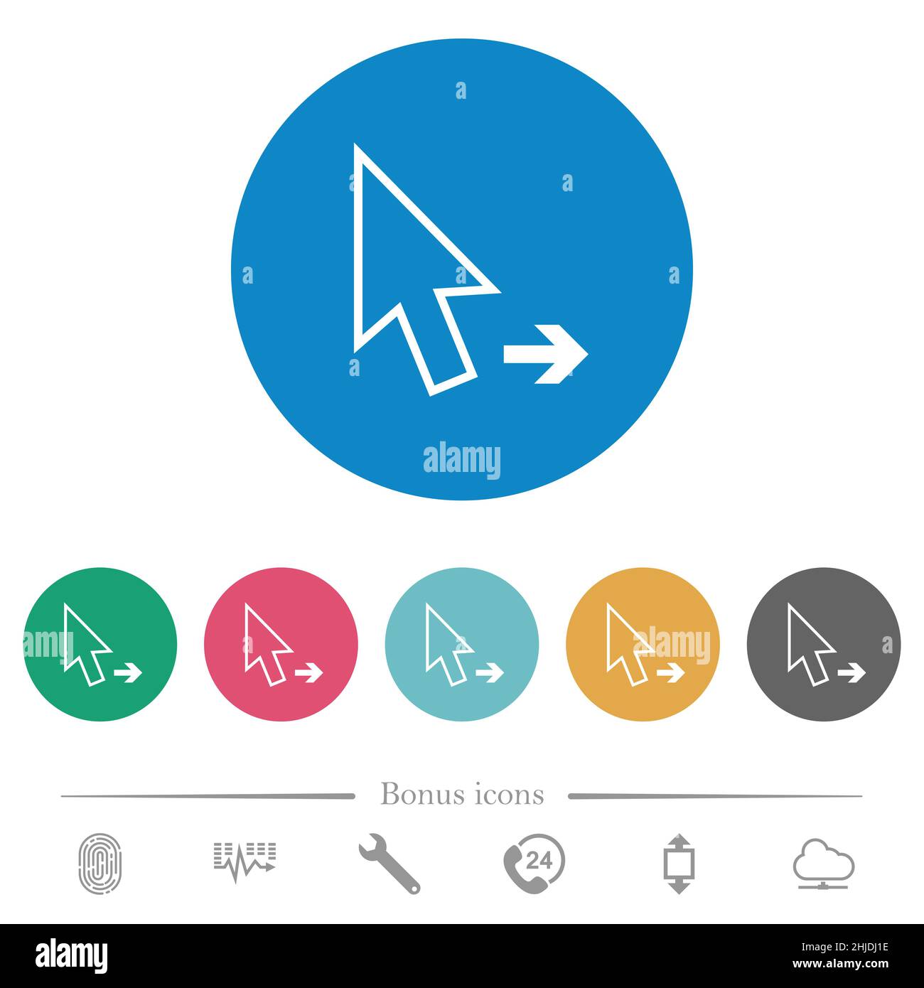 Arrow cursor right outline flat white icons on round color backgrounds ...
