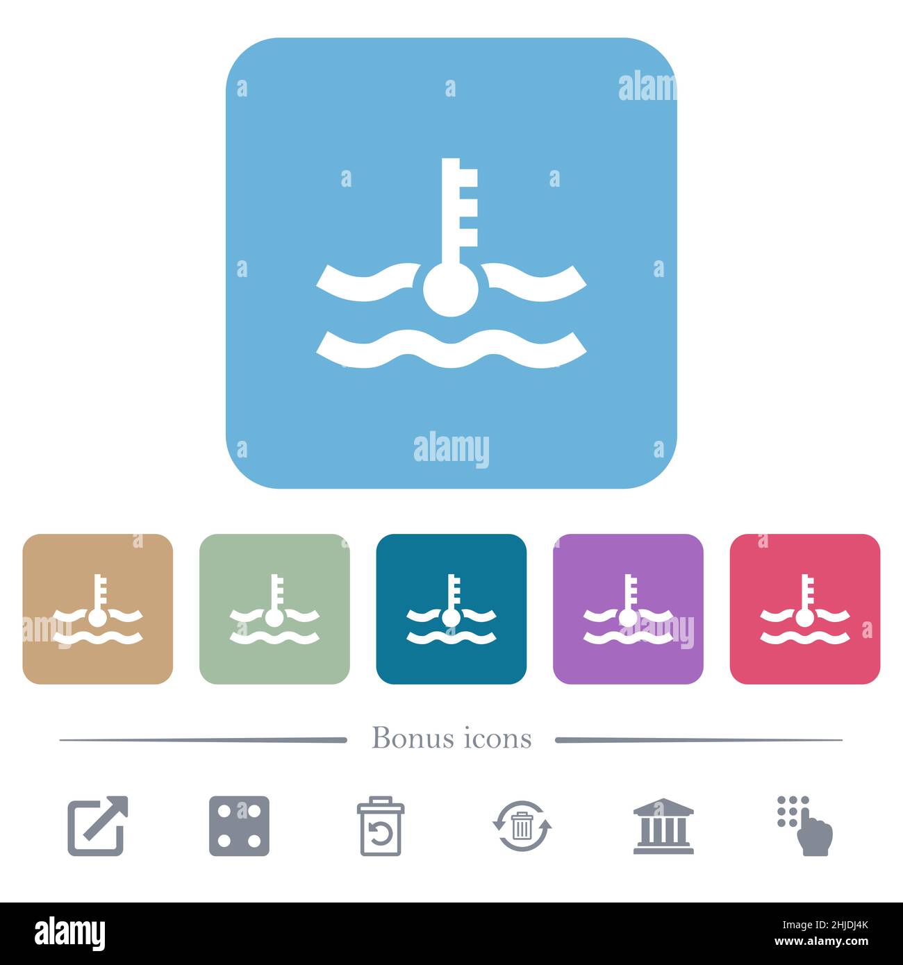 Engine coolant temperature indicator white flat icons on color rounded ...