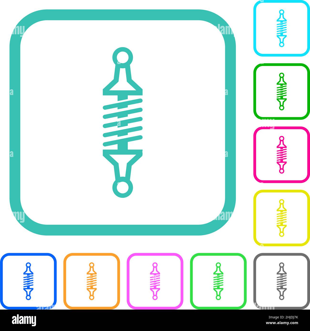 Shock absorber outline vivid colored flat icons in curved borders on ...