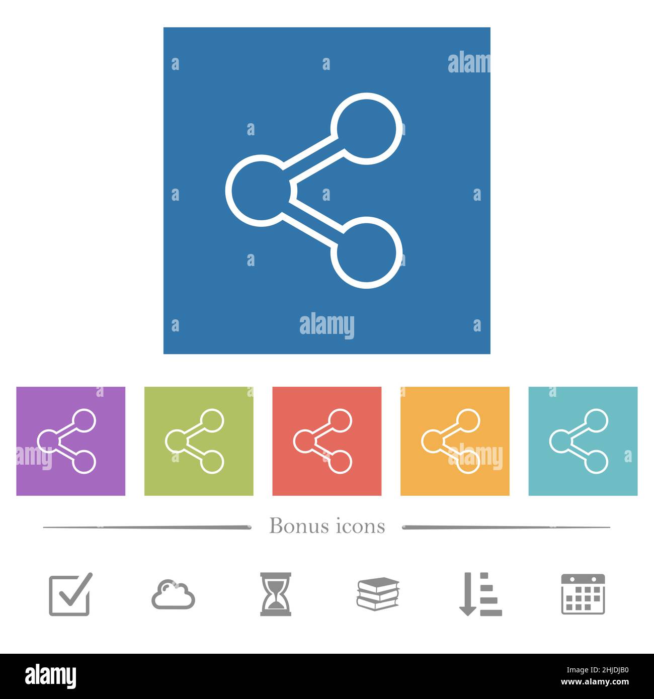 Share outline flat white icons in square backgrounds. 6 bonus icons ...