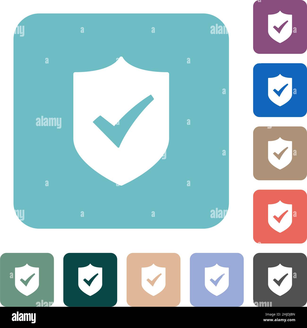 Active shield solid white flat icons on color rounded square ...