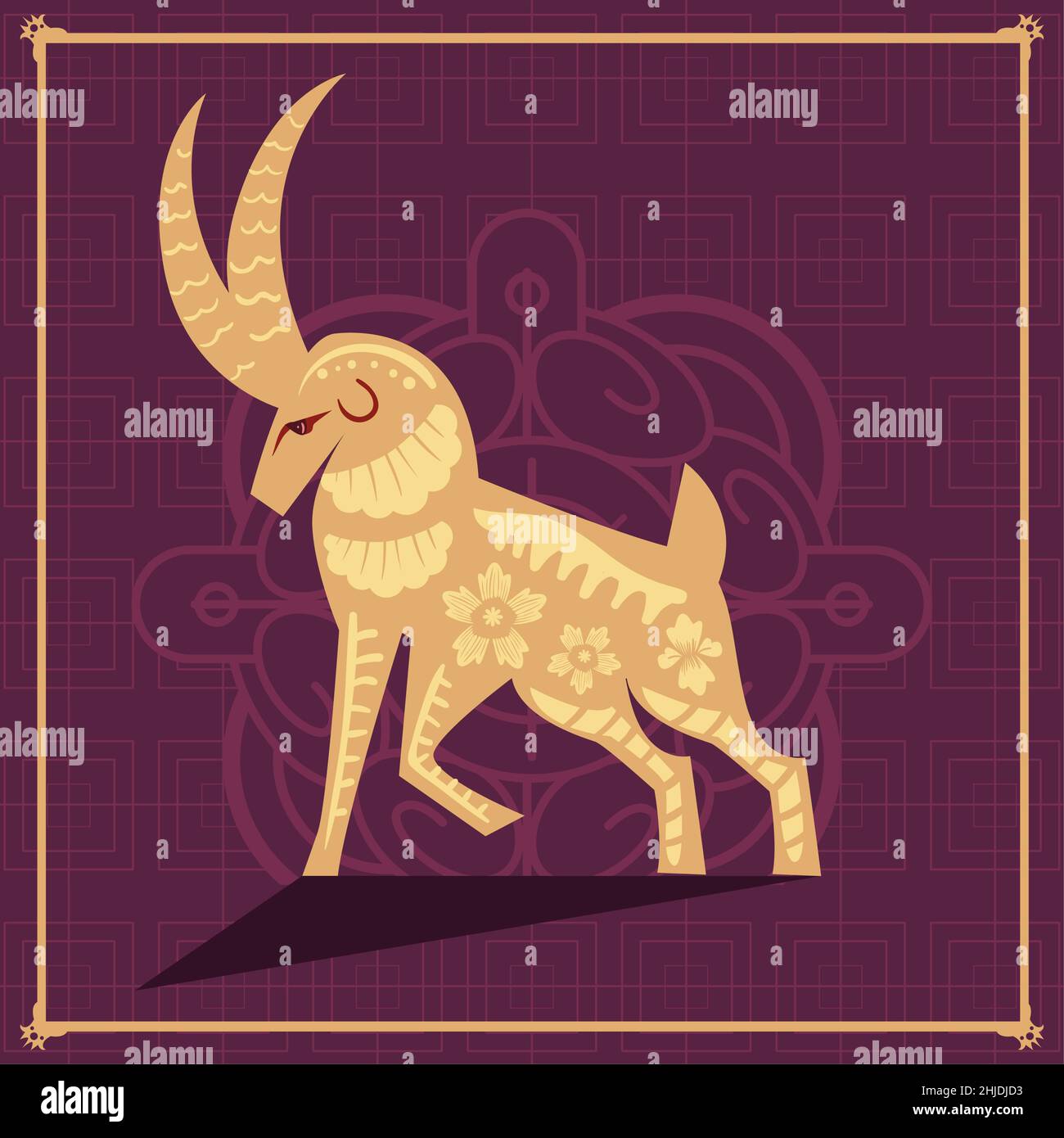 poster of golden chinese zodiac goat Stock Vector Image & Art - Alamy