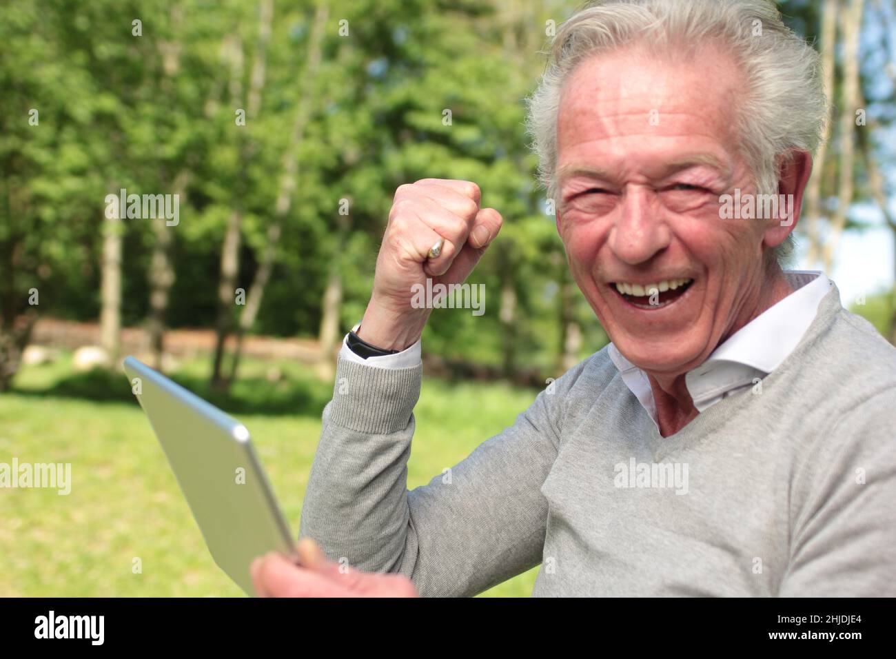 Beautiful old man outside Stock Photo - Alamy
