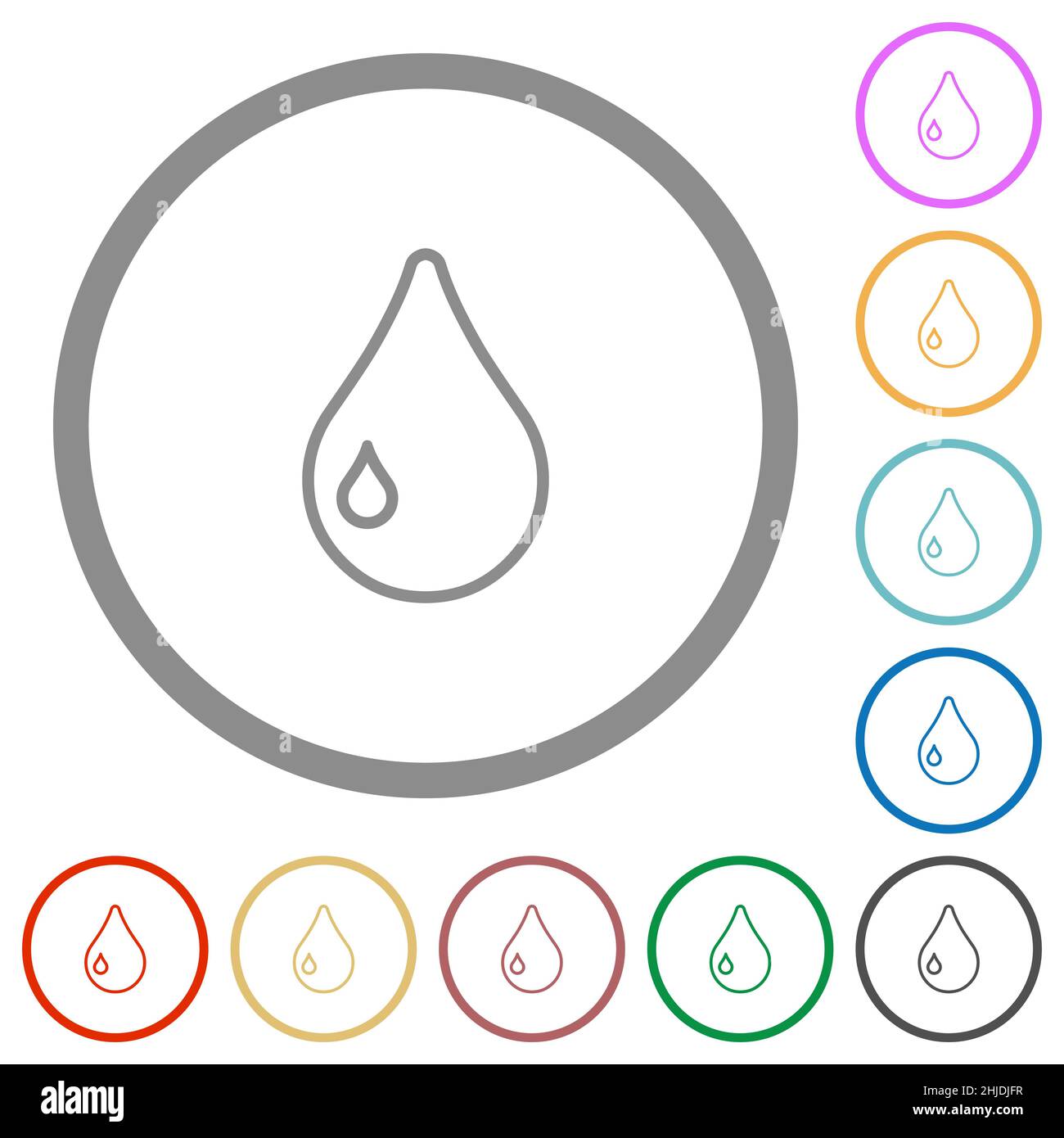 Single drop outline flat color icons in round outlines on white ...