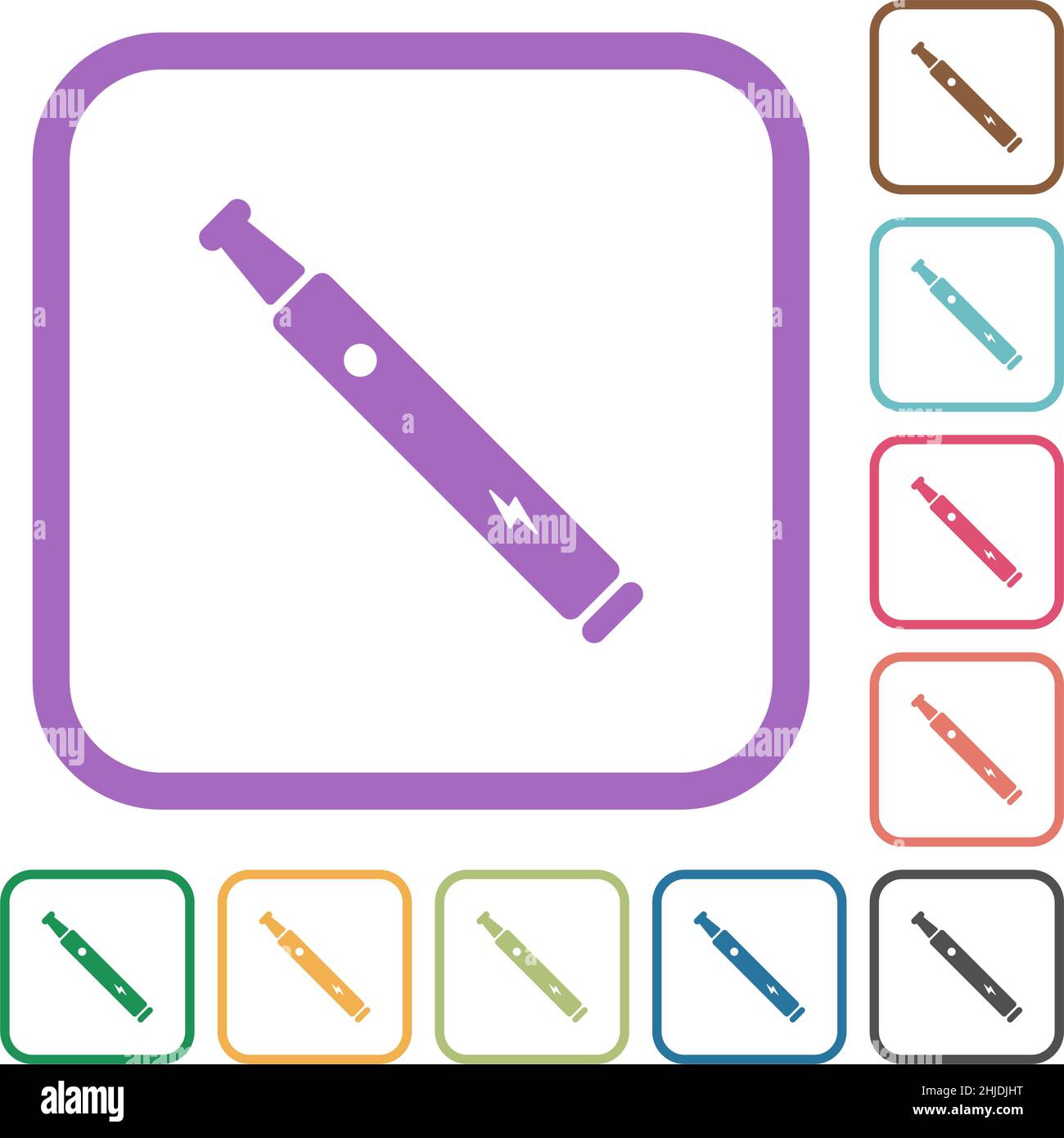 Electronic cigarette solid simple icons in color rounded square frames ...