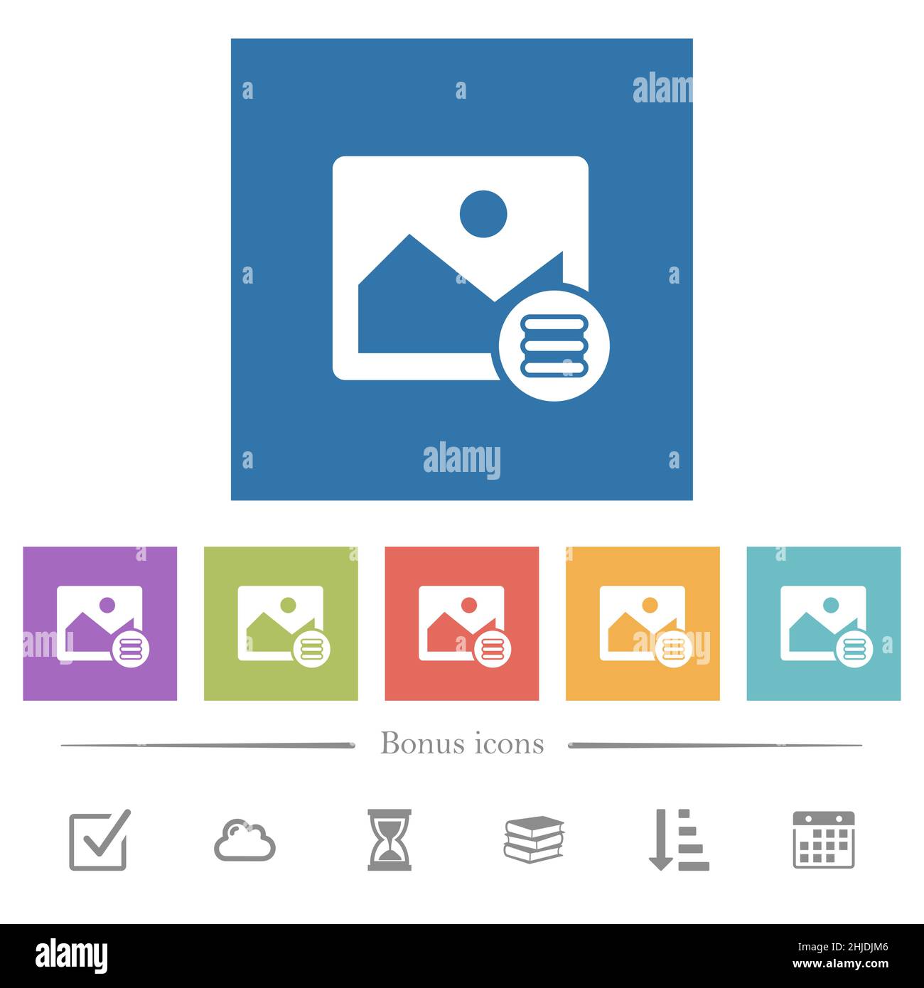 Image options flat white icons in square backgrounds. 6 bonus icons ...