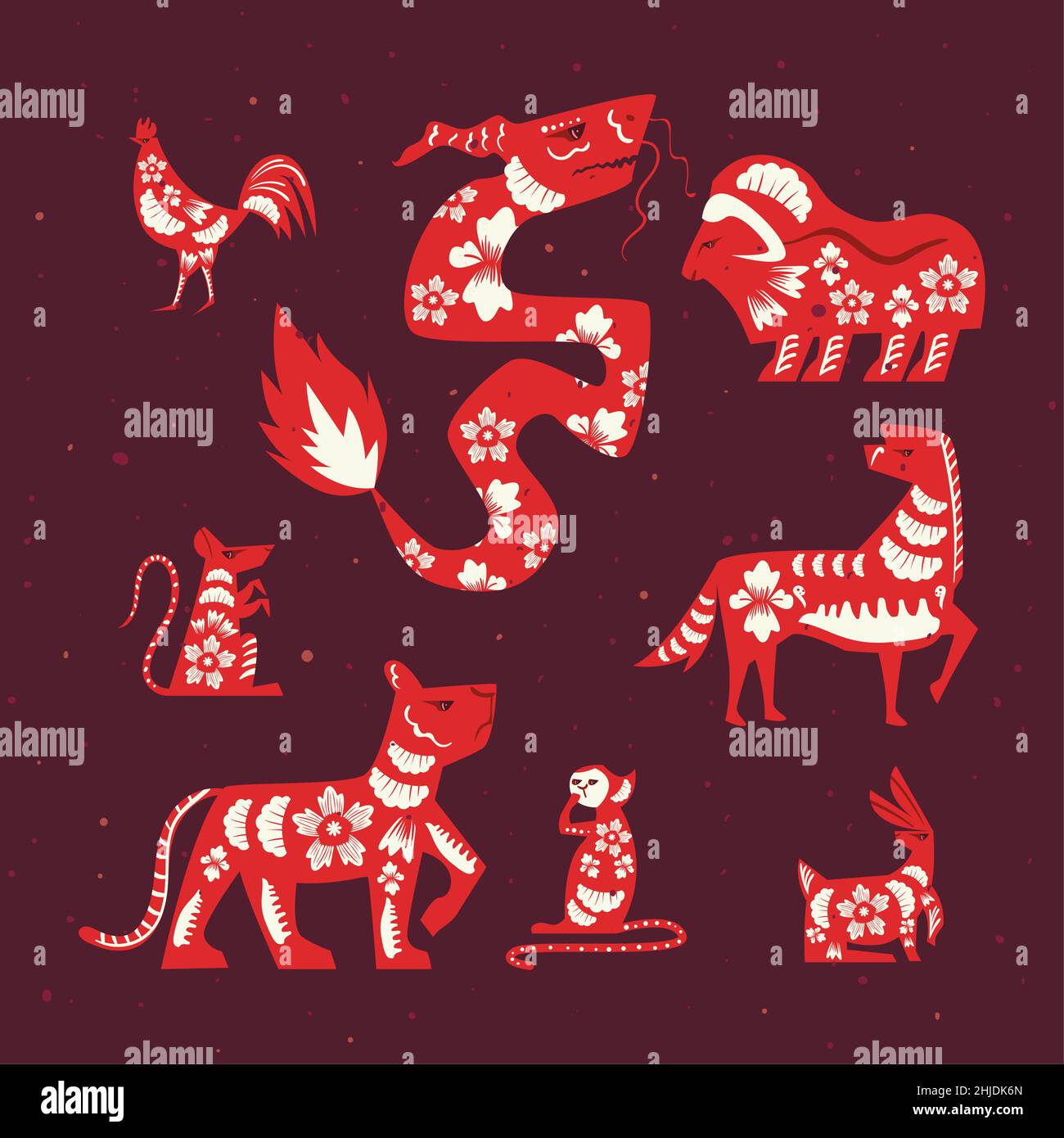 set of eight chinese zodiac animals Stock Vector Image & Art - Alamy