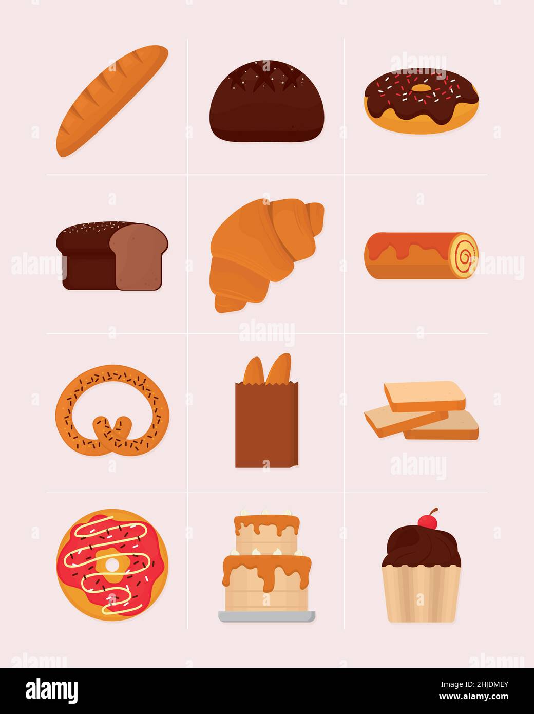 bakery food icon set design Stock Vector Image & Art - Alamy