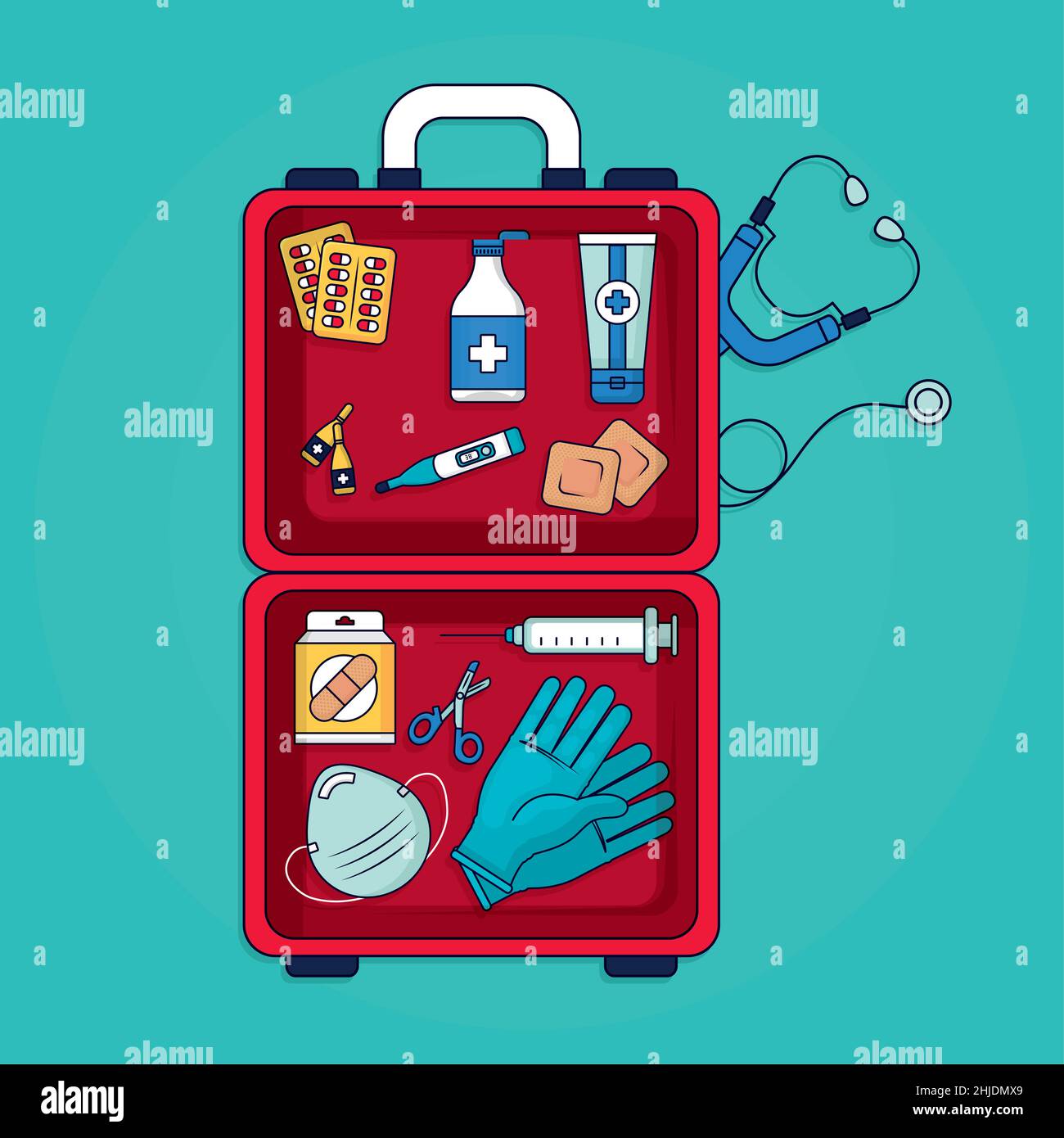 first aid kit illustration with tools Stock Vector Image & Art - Alamy