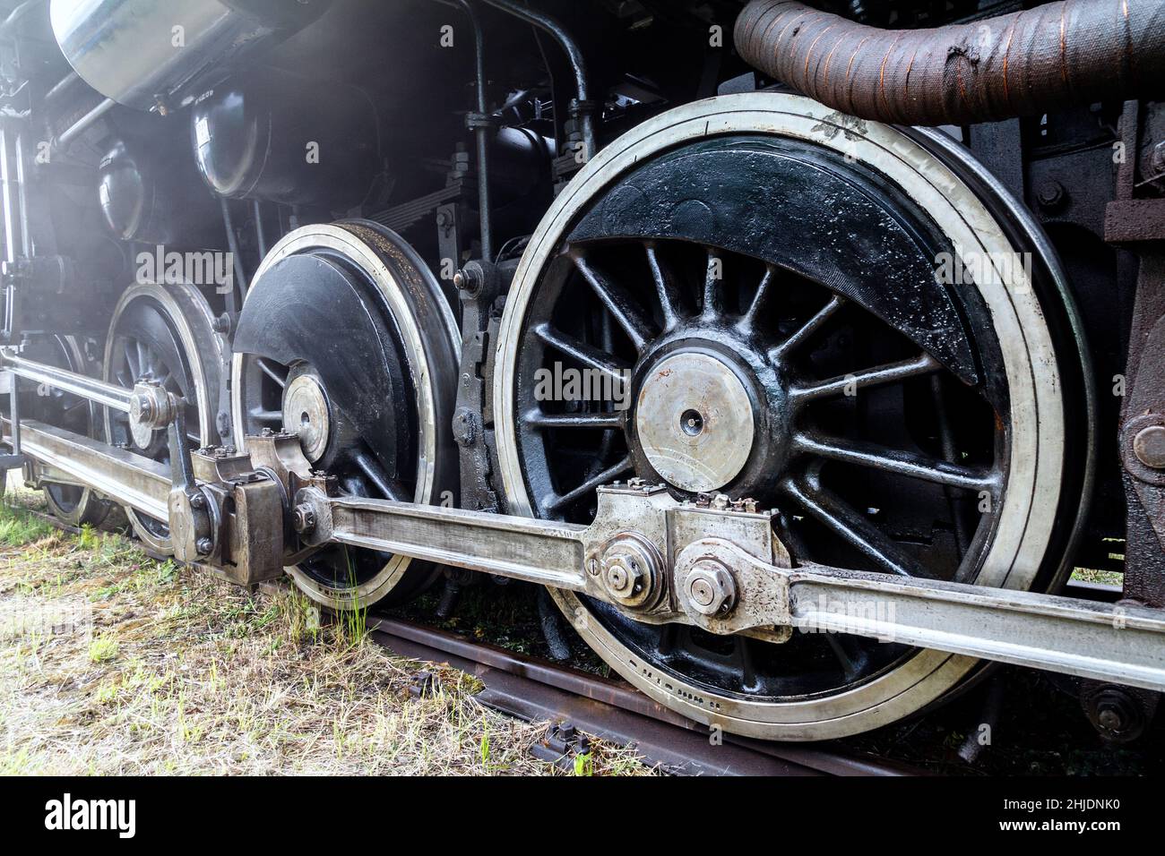 Black steam locomotive wheels Stock Photo - Alamy