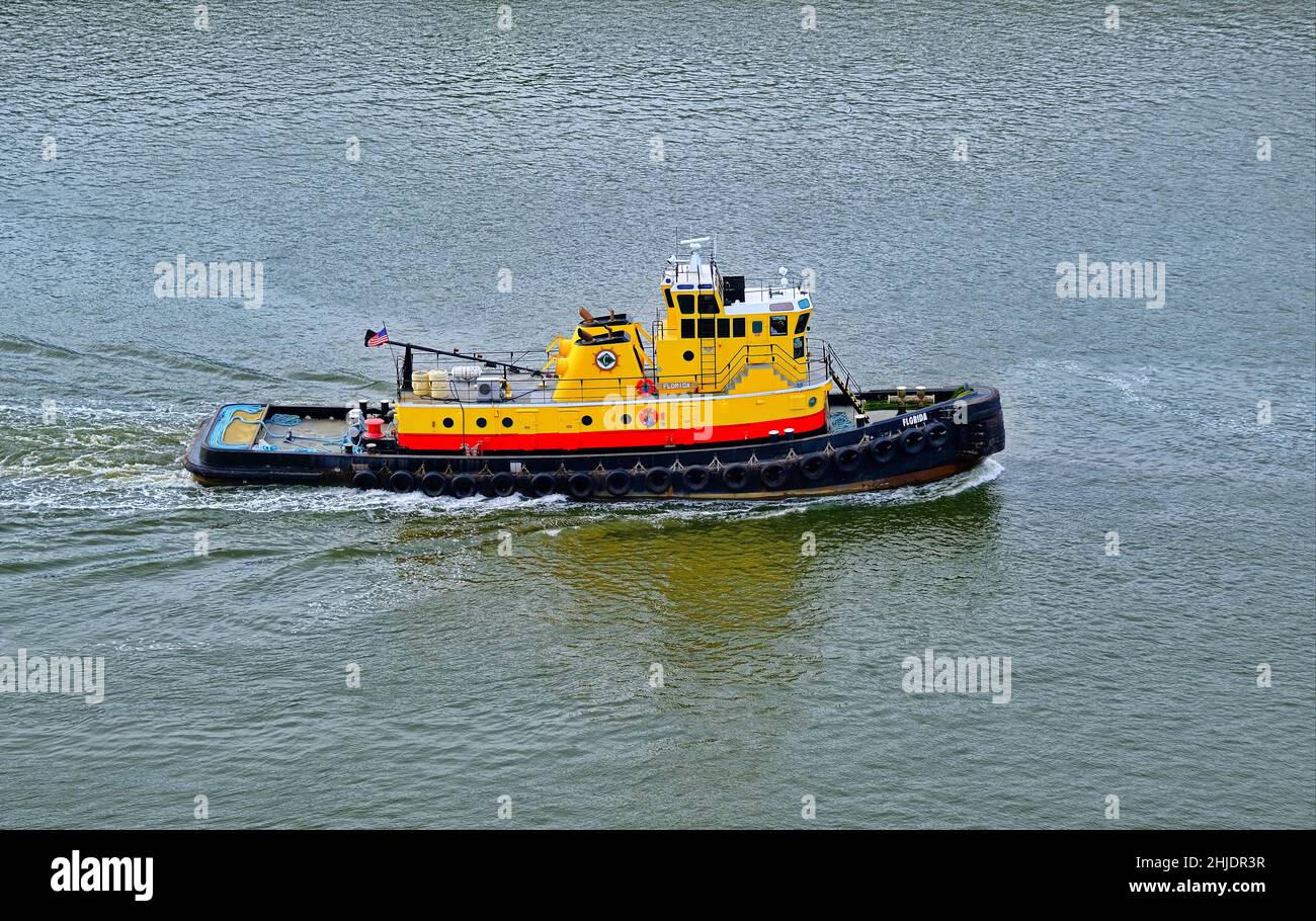 Yellow and Red Tugboat Florida Stock Photo - Alamy