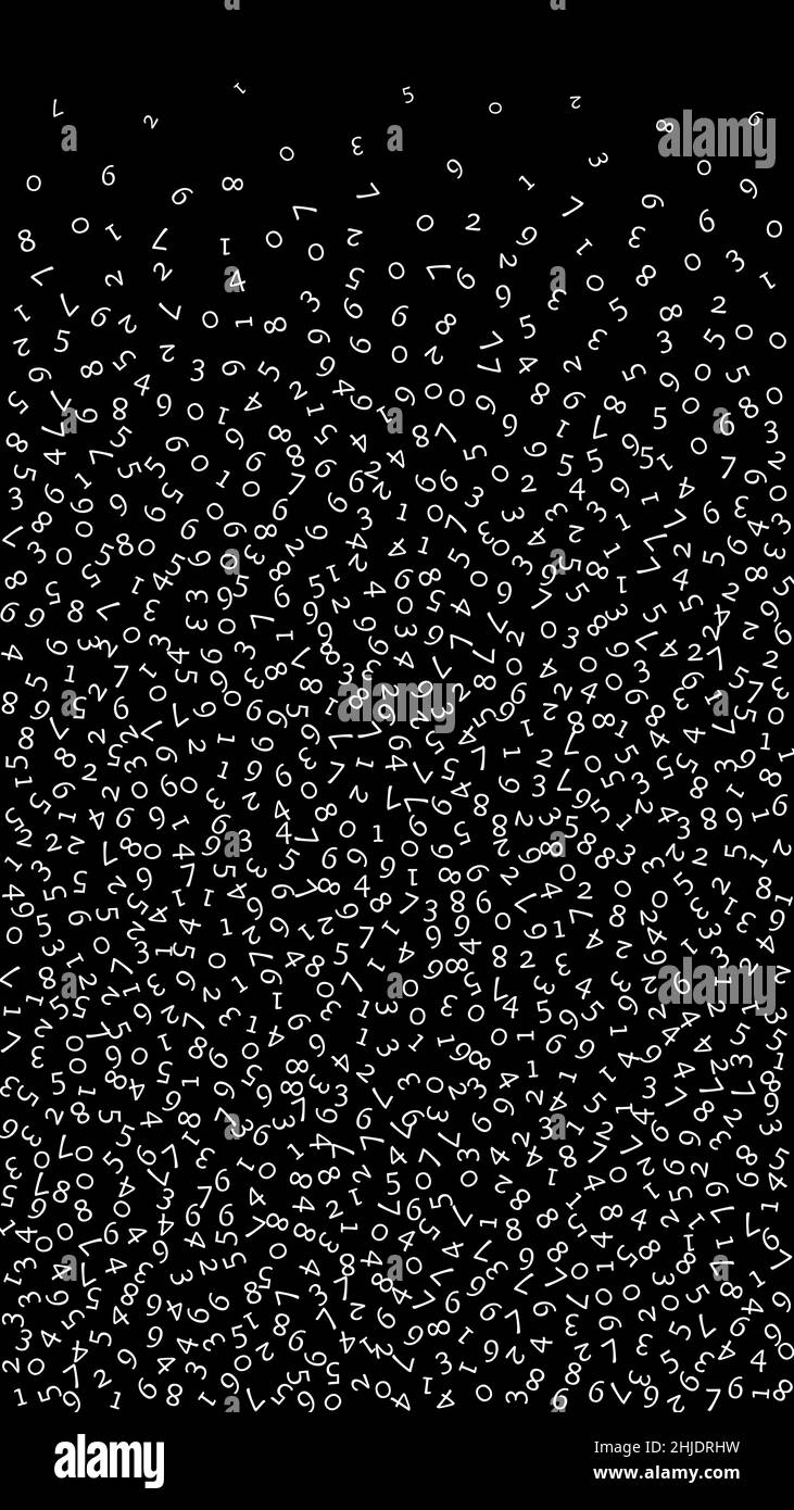 Falling numbers, big data concept. Binary white random flying digits ...