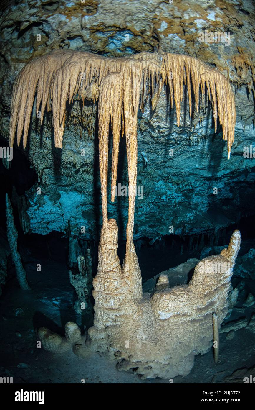 These impressive stalactites and stalagmites formed during a period of ...