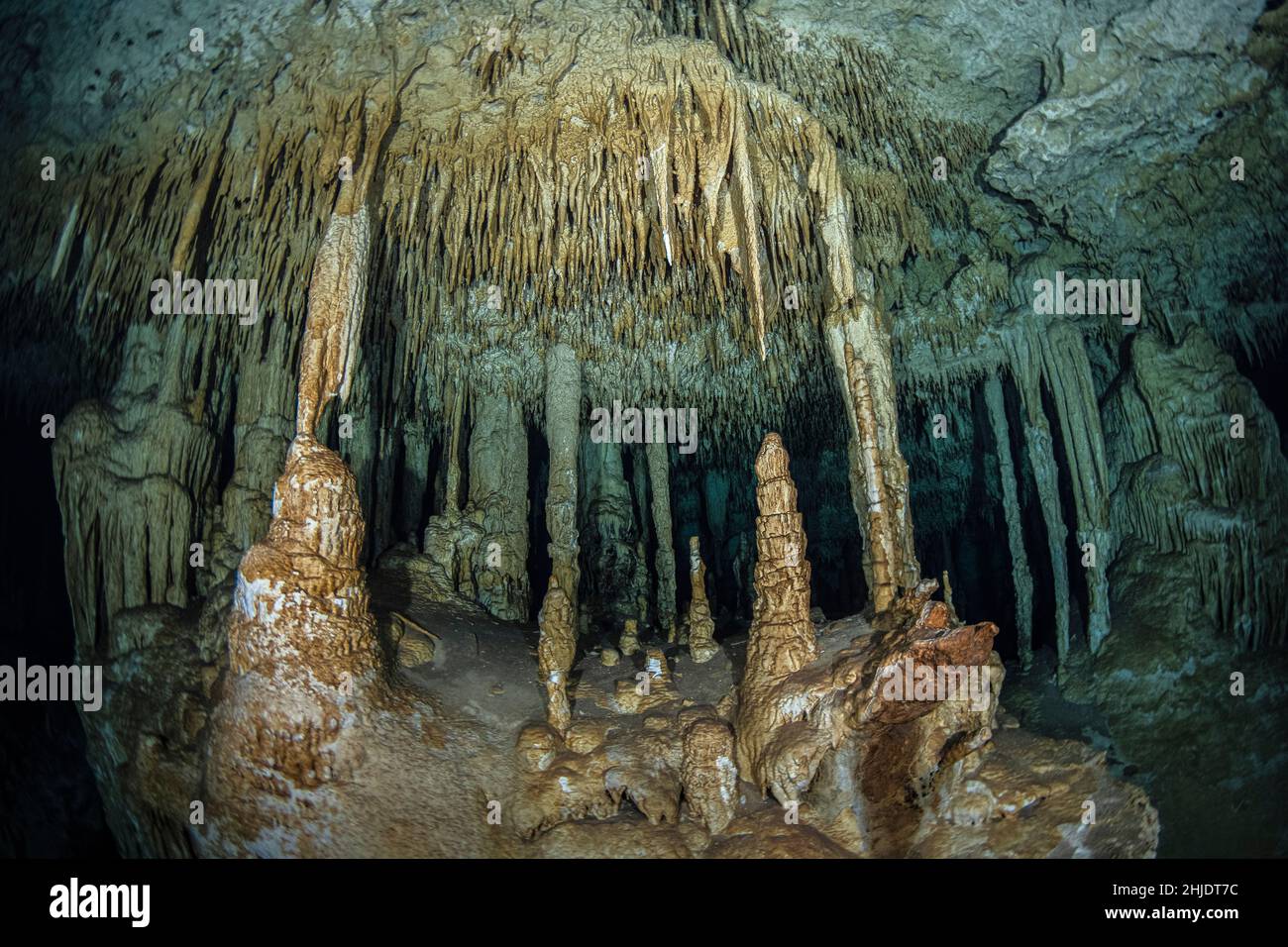 These impressive stalactites and stalagmites formed during a period of ...