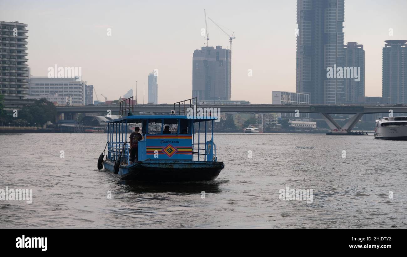 Klong San Ferry Boat to Si Phraya Pier Chao Phraya River Sathon Taskin ...