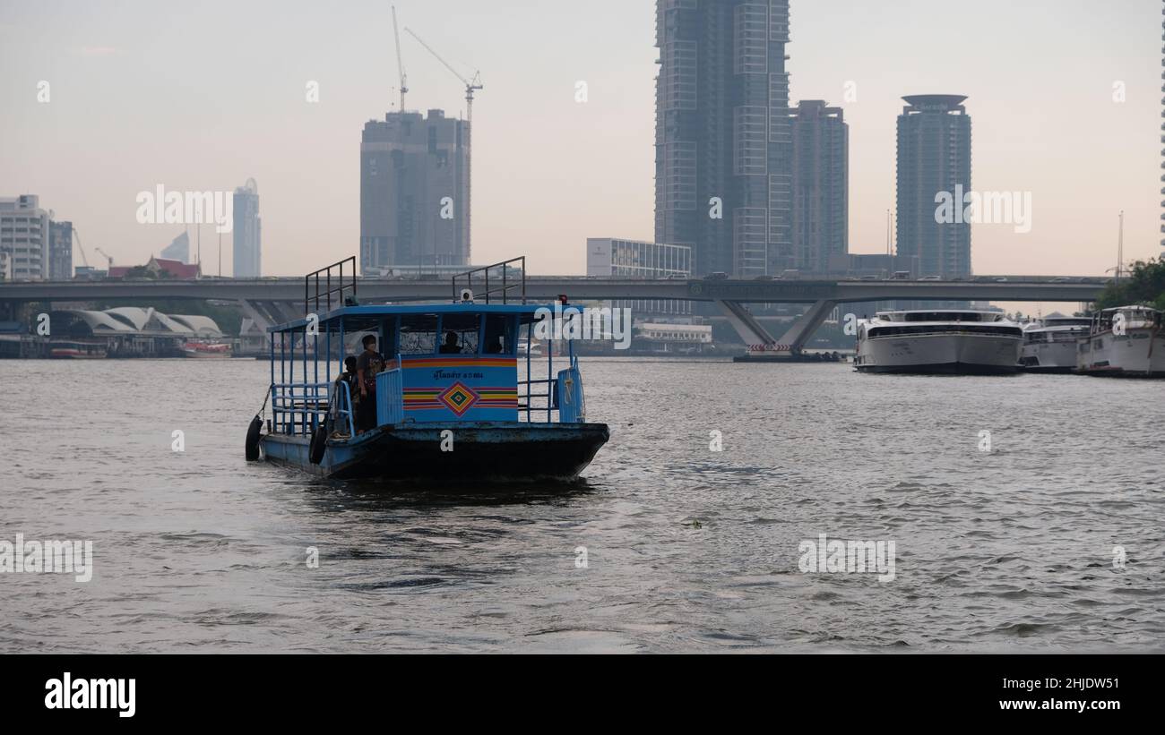 Klong San Ferry Boat to Si Phraya Pier Chao Phraya River Sathon Taskin ...