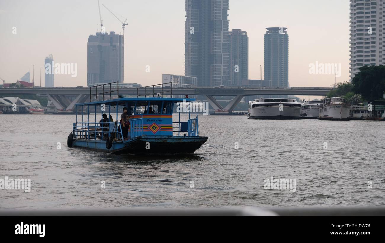 Klong San Ferry Boat to Si Phraya Pier Chao Phraya River Sathon Taskin ...