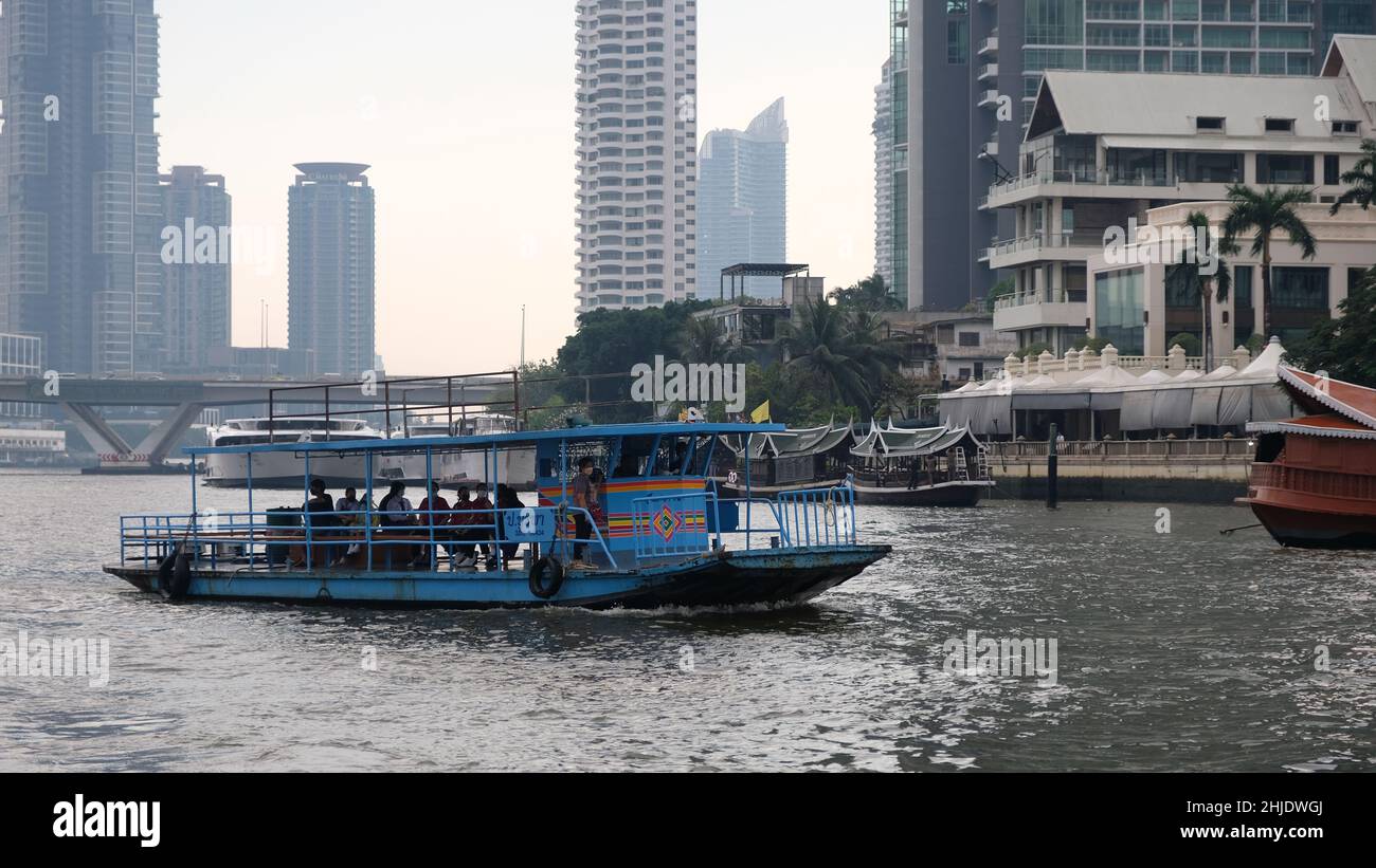 Klong San Ferry Boat to Si Phraya Pier Chao Phraya River Sathon Taskin ...