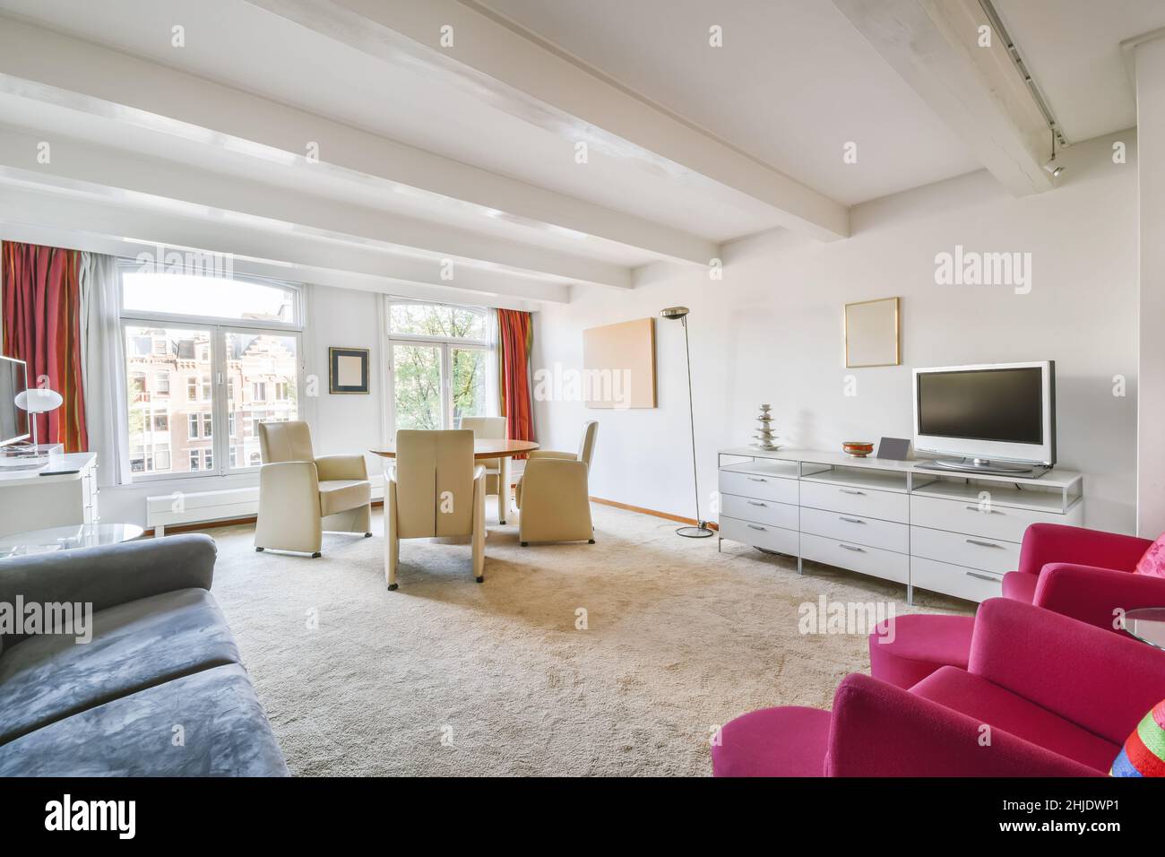 Interior design of small clean living room Stock Photo - Alamy