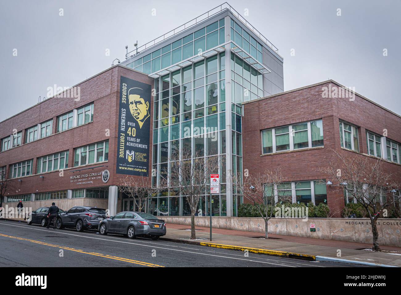 New York, USA. 28th Jan 2022. Main entrance to Medgar Evers College ...