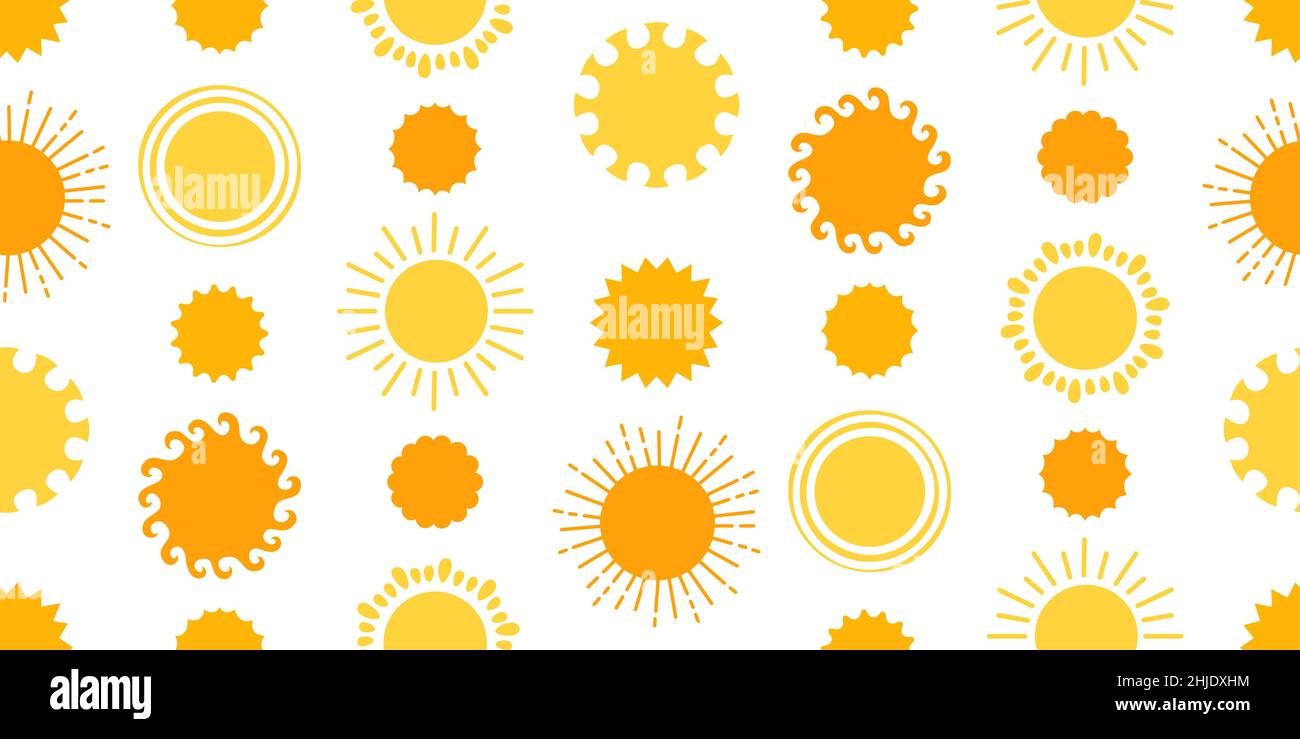 Sun yellow wrapper. Solar seamless pattern summer shine symbol ...