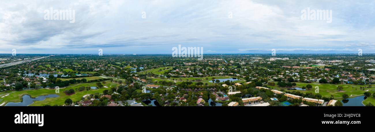 Aerial panorama of neighborhoods in Plantation Florida USA Stock Photo ...