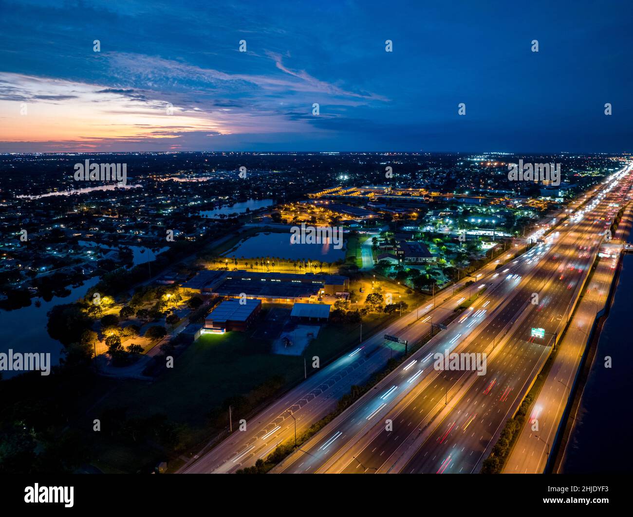 Aerial twilight photo highway 595 Fort Lauderdale FL USA Stock Photo ...