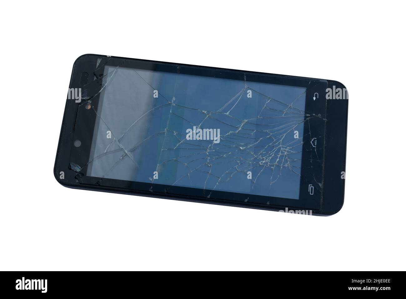 Mobile smartphone with broken screen isolated on white Stock Photo - Alamy