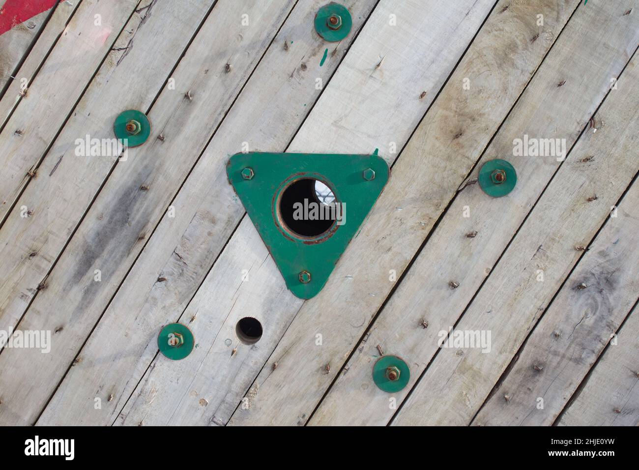 Big wooden cable roll , process in vintage style Stock Photo - Alamy