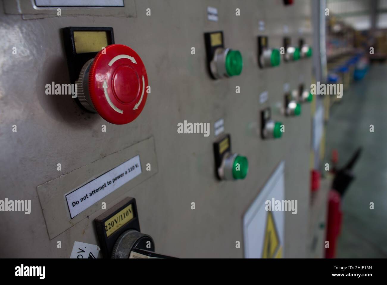emergency stop button line assembly Stock Photo - Alamy