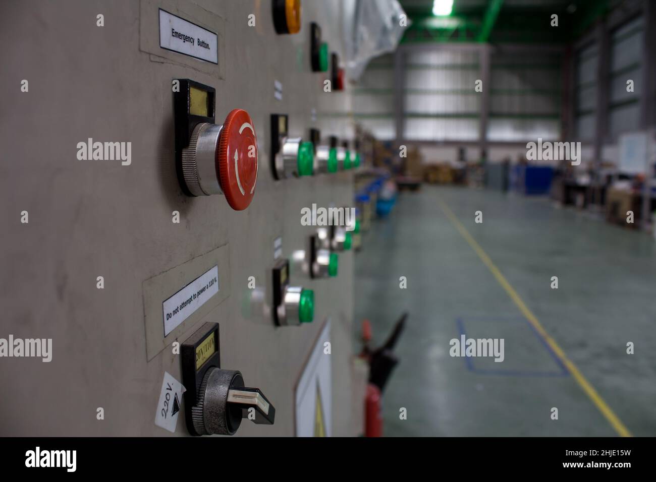 emergency stop button line assembly Stock Photo - Alamy