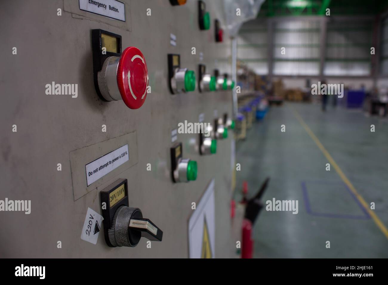 emergency stop button line assembly Stock Photo - Alamy