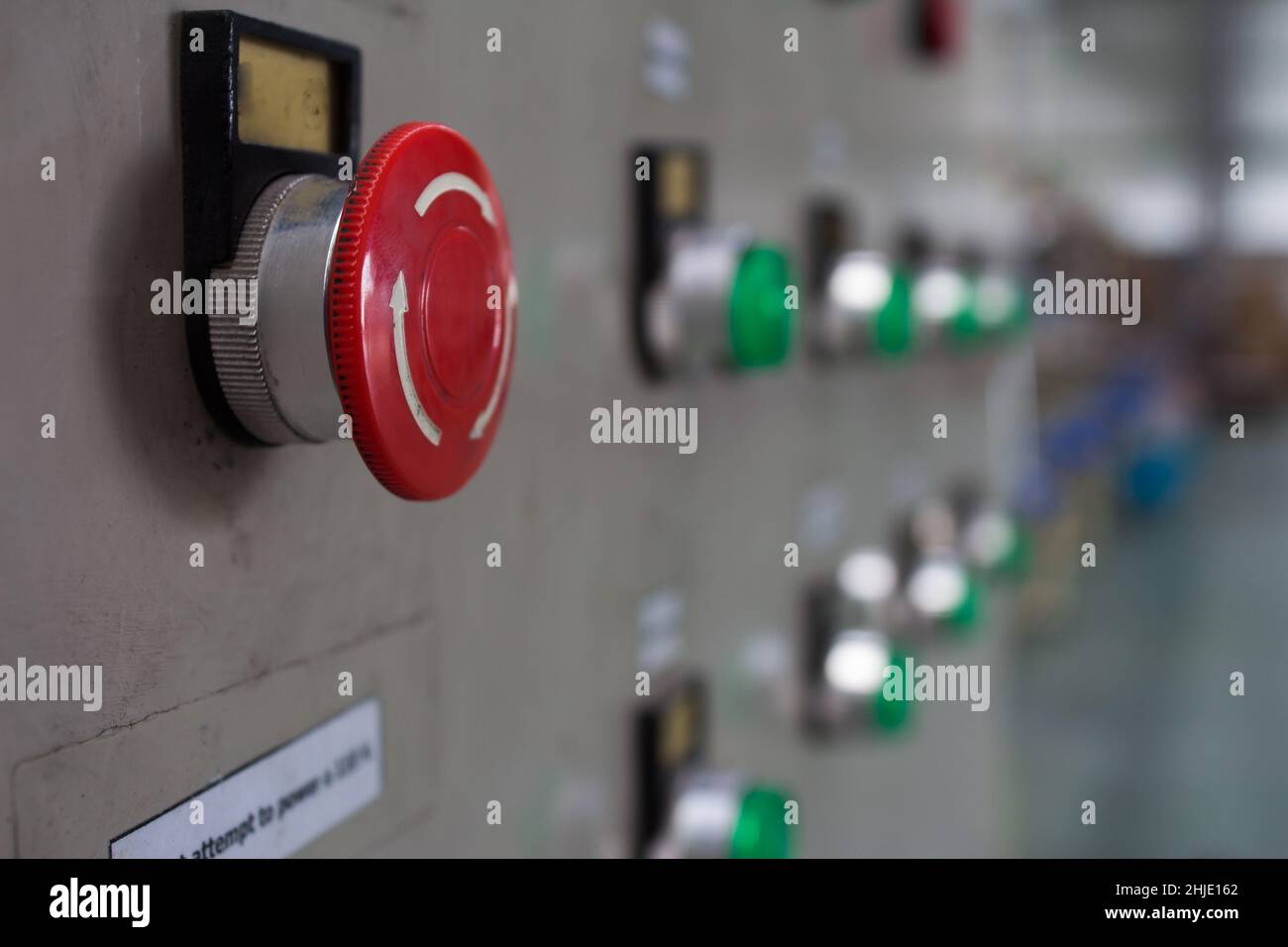emergency stop button line assembly Stock Photo - Alamy