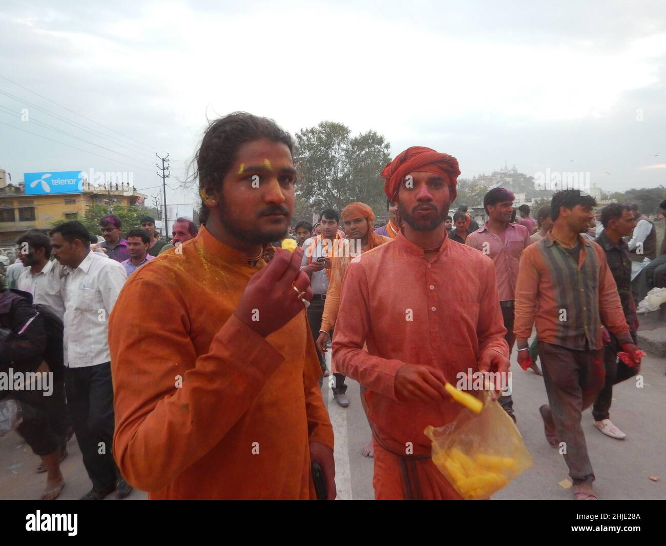 People during famous Holi festival at Nandgaon in the state of Uttar ...