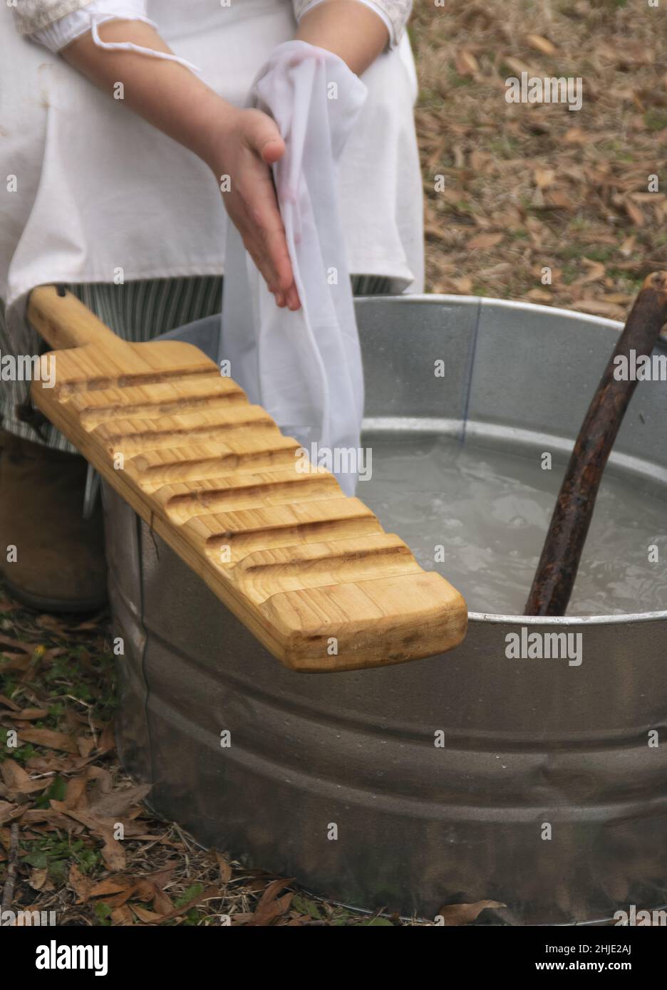 Female washing clothes in camp in New Bern, North Carolina Stock Photo ...