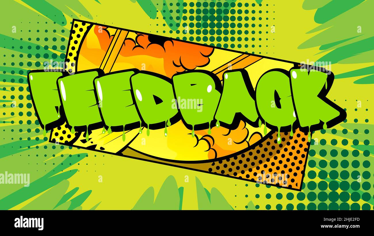 Feedback. Comic book word text on abstract comics background. Retro pop ...
