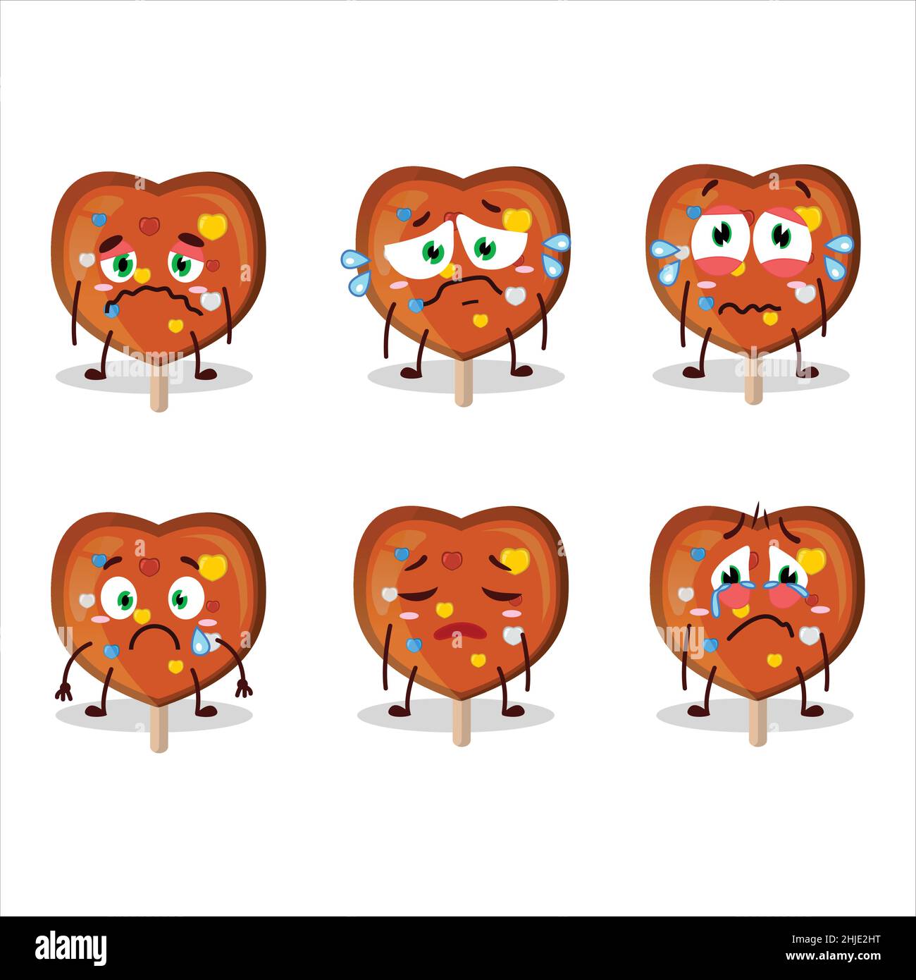 Orange lolipop love cartoon character with sad expression. Vector ...