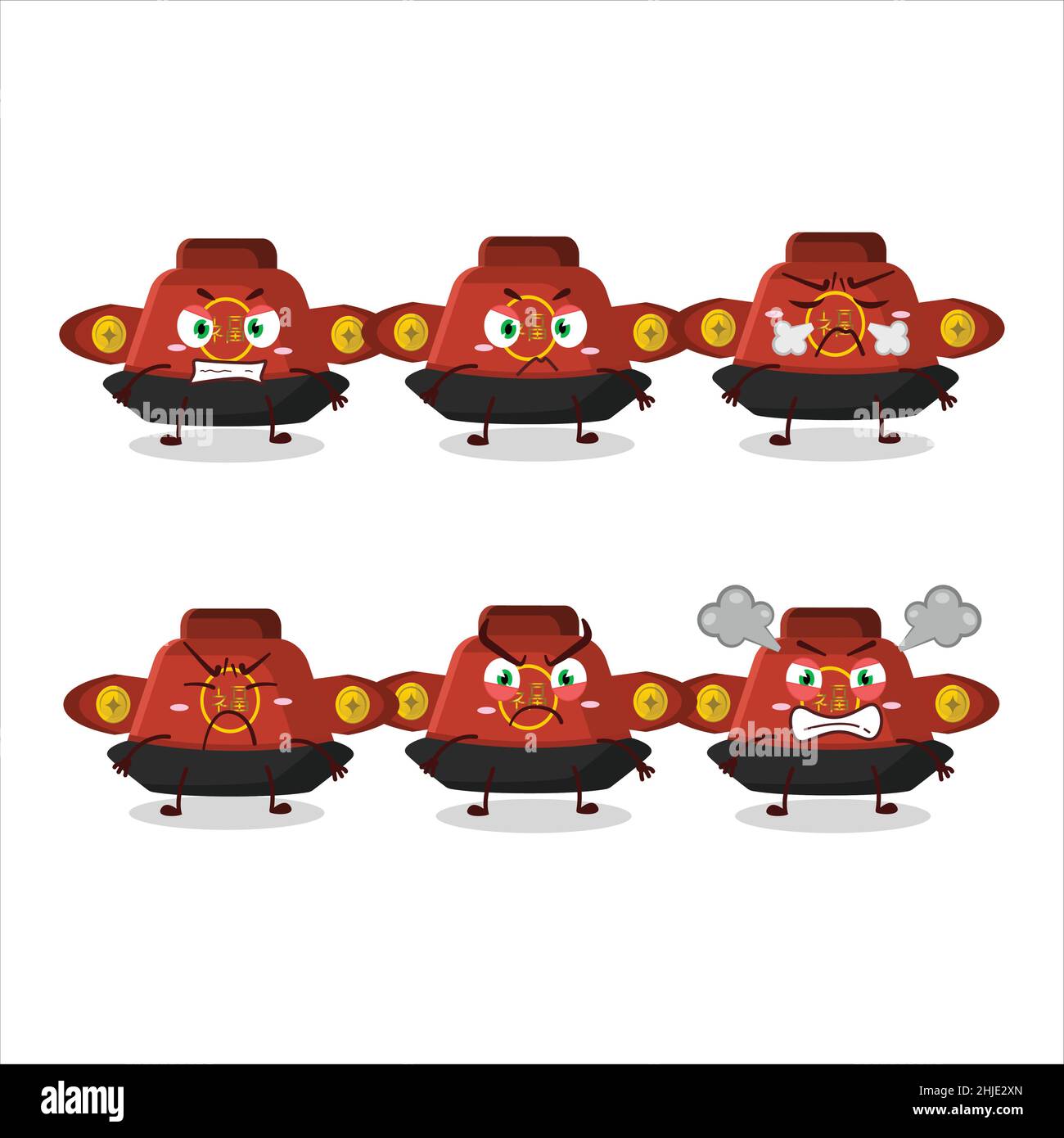 Red chinese hat cartoon character with various angry expressions ...