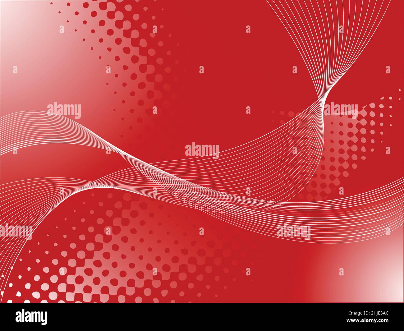 Elegant Red Abstract Background with Flowing White Lines and Dotted ...