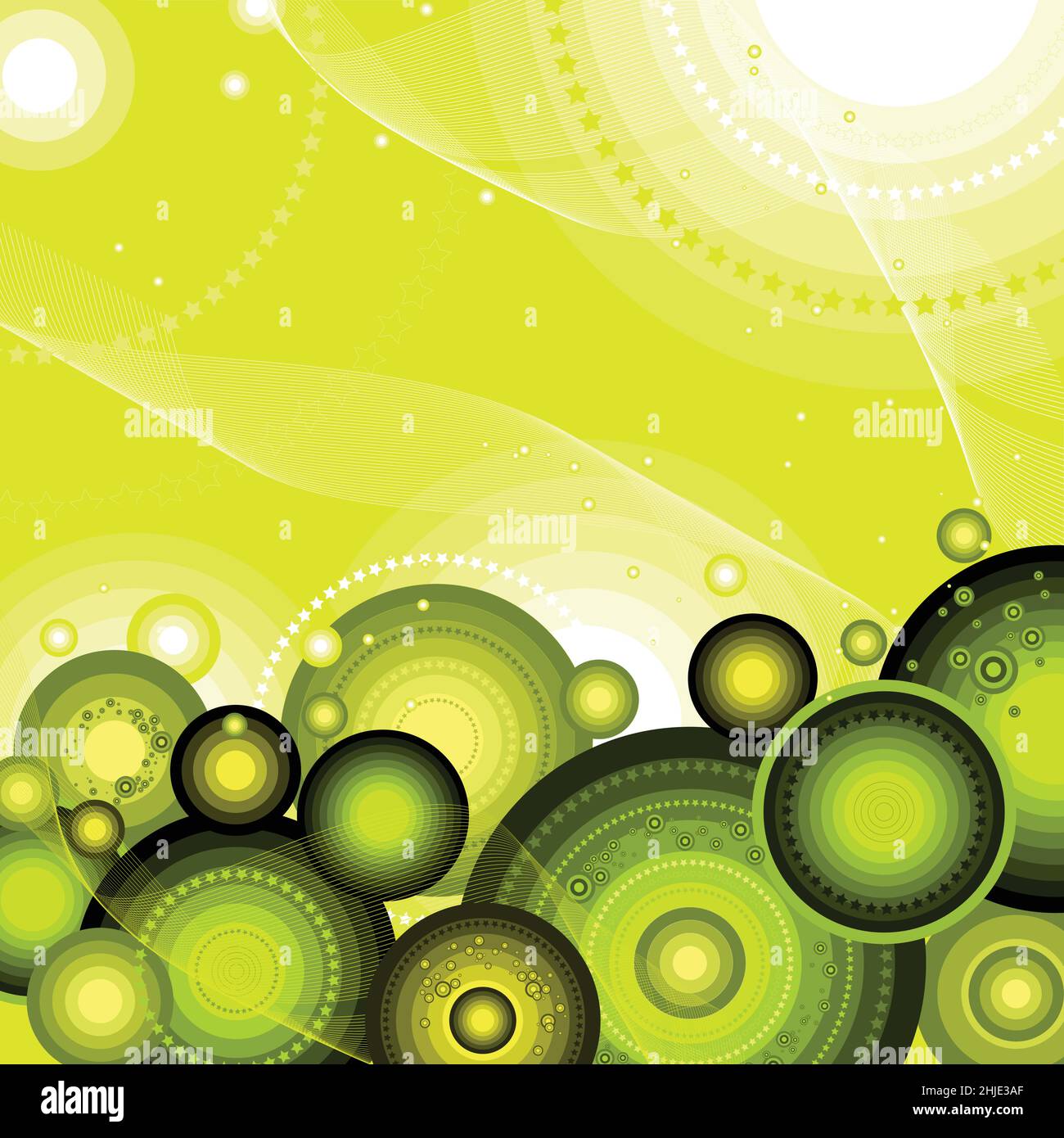 Vibrant Green Abstract Background with Circular Design Elements and Soft Yellow Hues Stock ...