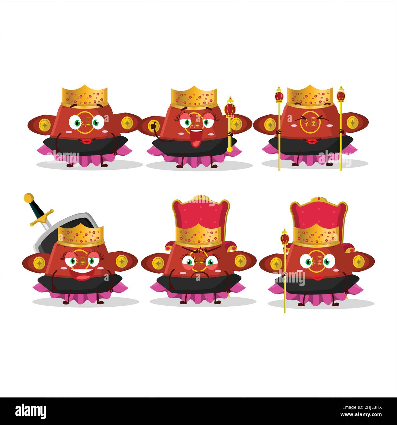 Queen and her magic clothes cartoon of red chinese hat wearing tiara ...