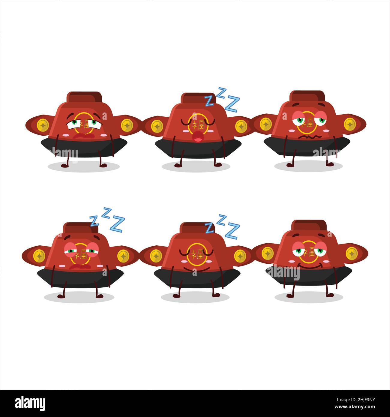 Cartoon character of red chinese hat with sleepy expression. Vector ...