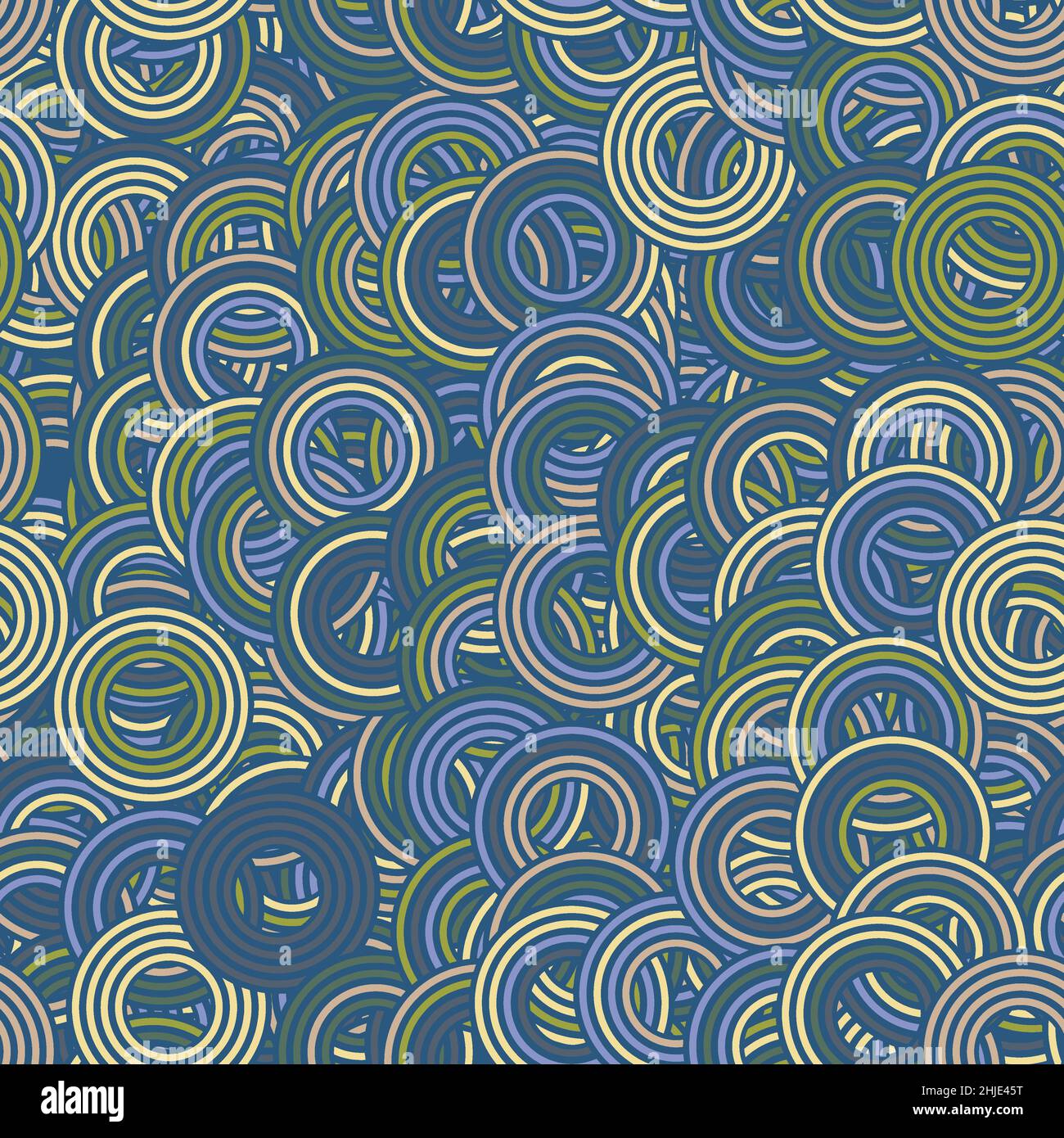 Seamless concentric circle in retro colors dizzy surface pattern design ...