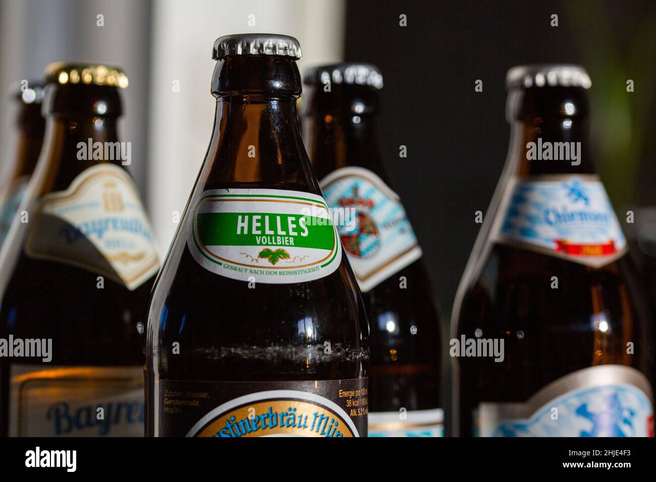 Berlin, Germany. 28th Jan, 2022. Various pale beers from Bavaria are on ...